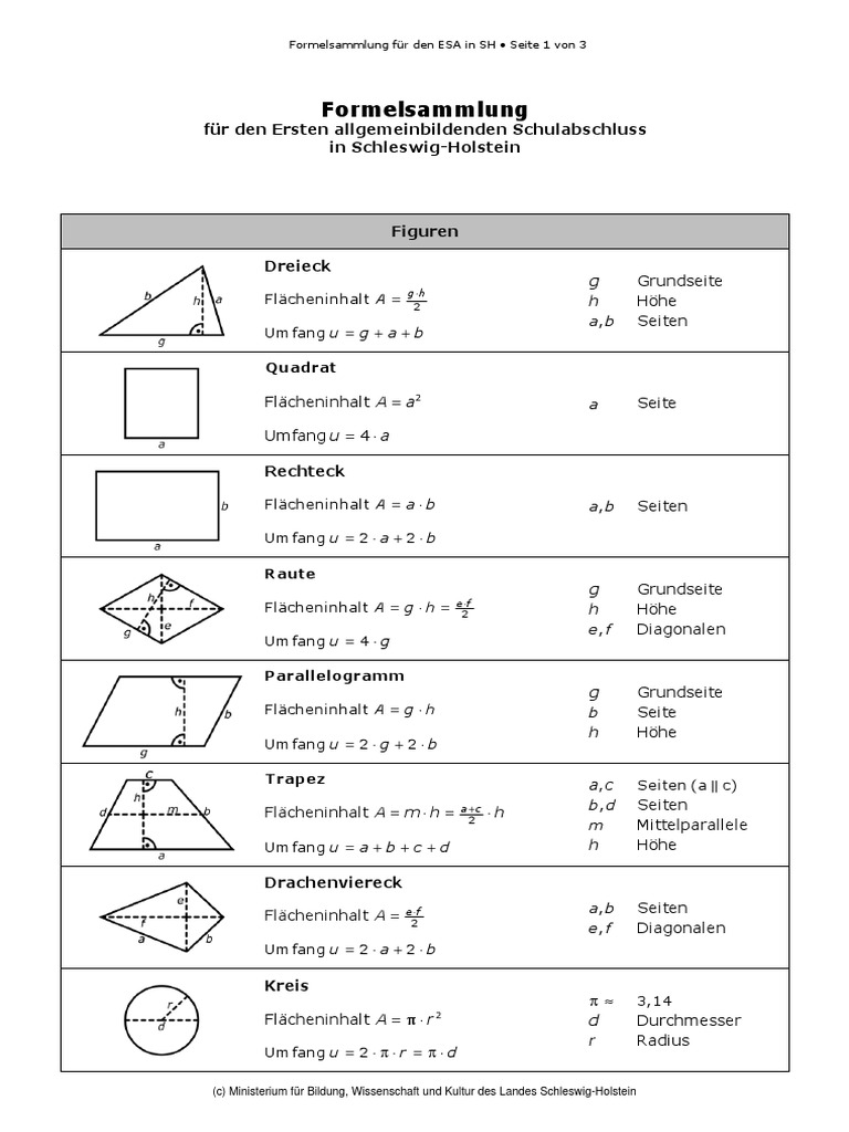 Formelsammlung ESA | PDF
