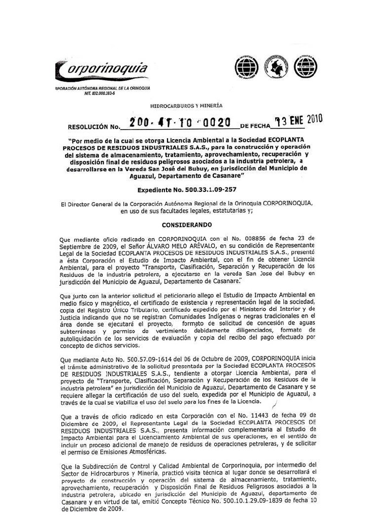 Licencia de Residuos Peligrosos y Ecoplanta | PDF | Transporte | Residuos