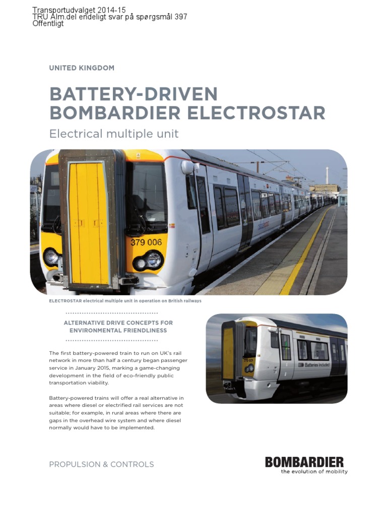 Battery VEN Bombardier Electrostar: Electrical Multiple Unit | PDF ...