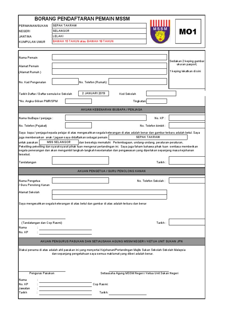 Borang m01 1 | PDF