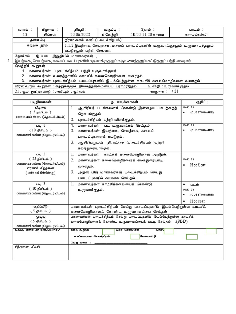 Rph Seni Visual Tahun 6 | PDF