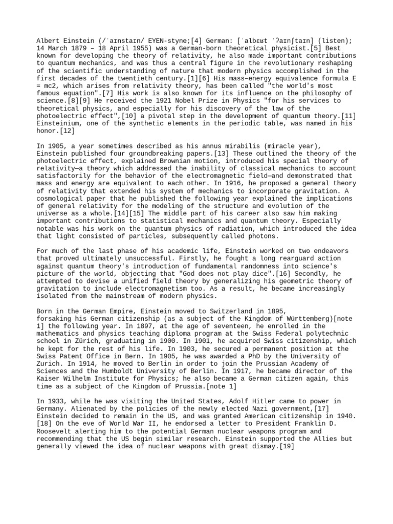 Albert Einstein | PDF | Albert Einstein | Physics