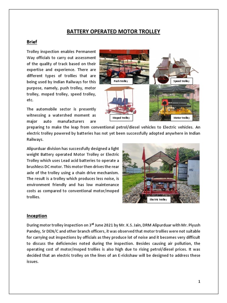 Battery Operated Motor Trolley Design | PDF | Electric Motor | Axle