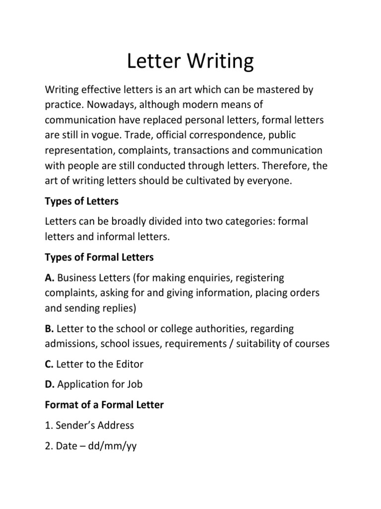 Letter Writing | PDF | Communication