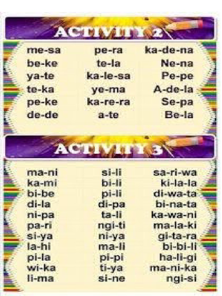 Mga Babasahin Sa Filipino (Silaba) | PDF