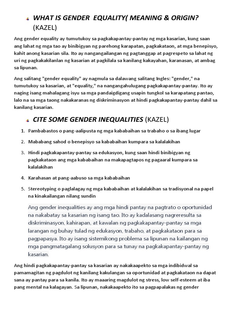 Gender Equality Campaign Discussion Script | PDF