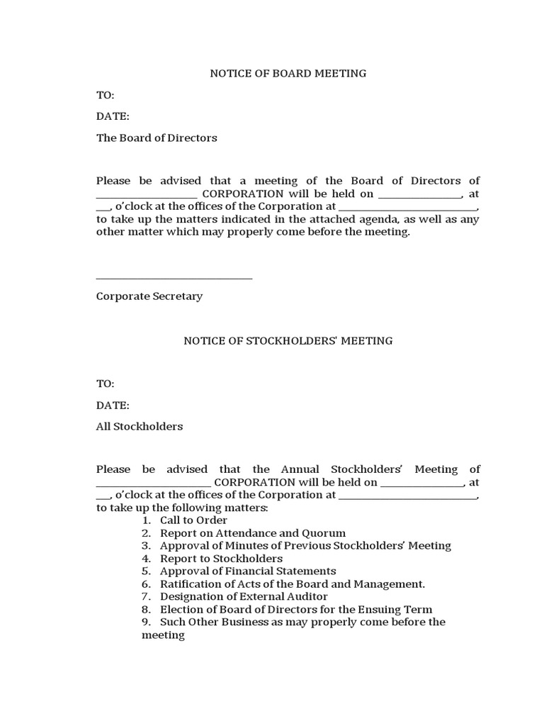 Notice of Board Meeting | PDF | Stocks | Board Of Directors