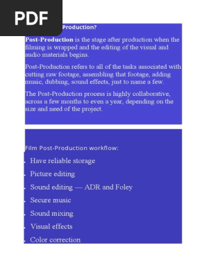 Film Post Production Workflow