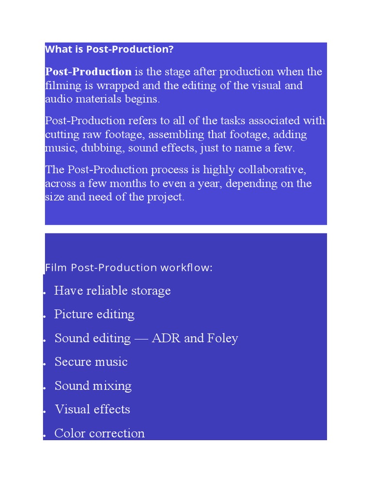 What Is Post Production | PDF | Filmmaking