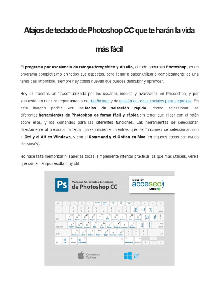 Atajos de Teclado de Photoshop CC | PDF | Software | Informática