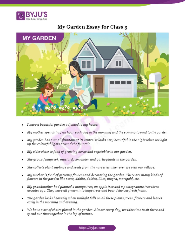My Garden Essay For Class 3 | PDF