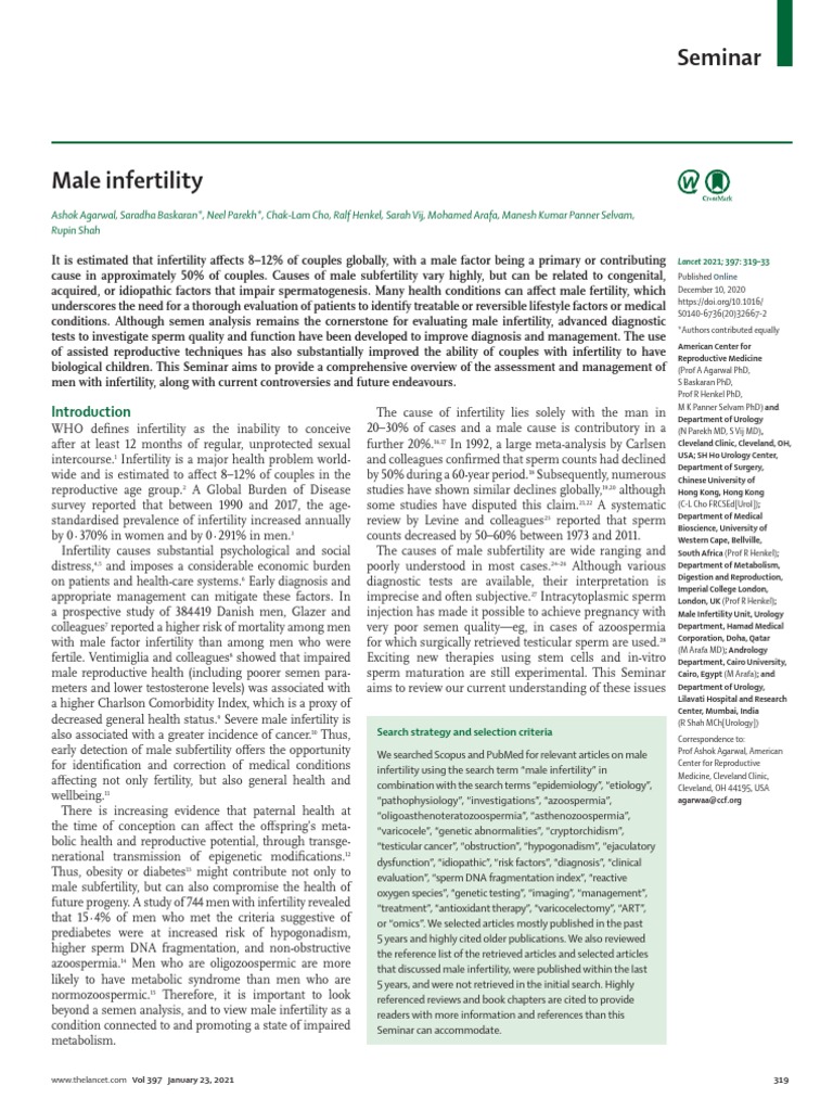 Male Infertility | PDF | Infertility | Reproductive System