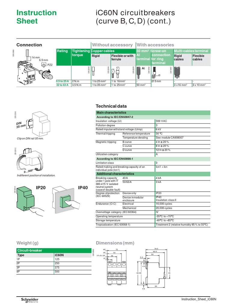 Instruction Sheet iC60N | PDF | Insulator (Electricity) | Physical ...