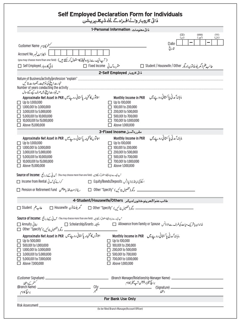 22 - Self Employed Declaration Form For Individuals | PDF | Income ...