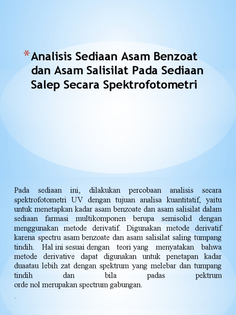 Analisis Sediaan Asam Benzoat Dan Asam Salisilat | PDF | Teknologi ...