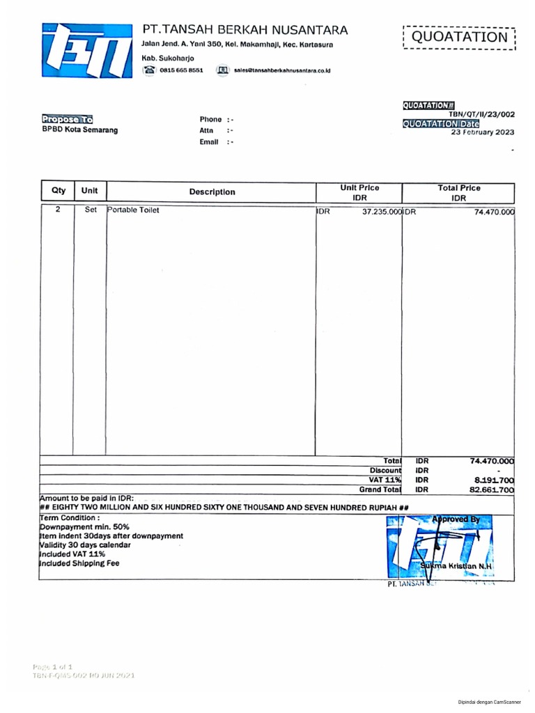 RAB Pembanding 2023 - Pengadaan Toilet | PDF