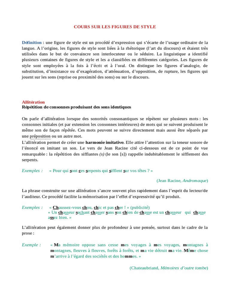 Les Figures de Style Cours | Download Free PDF | Poétique (discipline ...