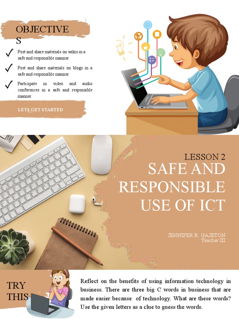 Tle 6 - Lesson 2 - Safe and Responsible Use of Ict | Download Free PDF ...