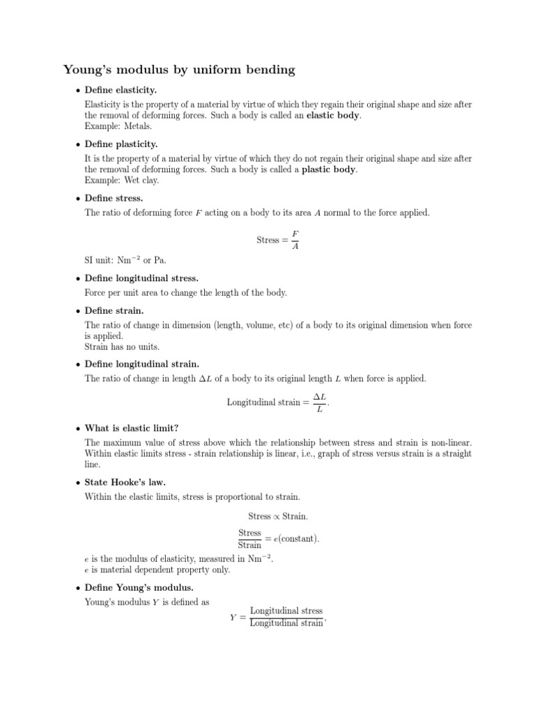 Young's Modulus | PDF | Elasticity (Physics) | Young's Modulus
