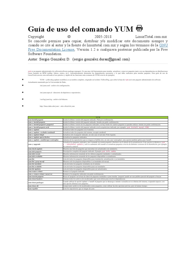 Guía de Uso Del Comando YUM | PDF | Distribución de Linux | Tecnología ...
