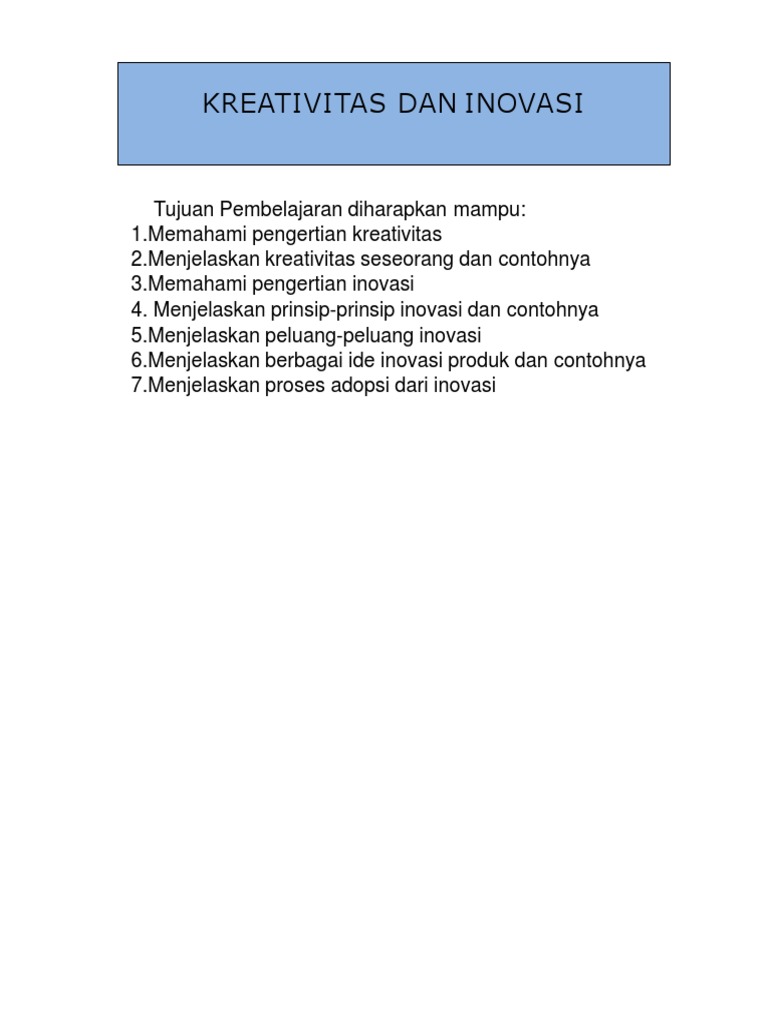 Pku - Kreatifitas Dan Inovasi | PDF | Karier & Perkembangan | Seni