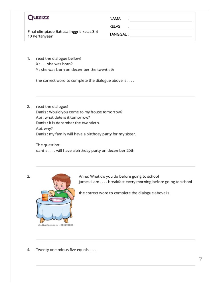 Final Olimpiade Bahasa Inggris Kelas 3 4 Pdf