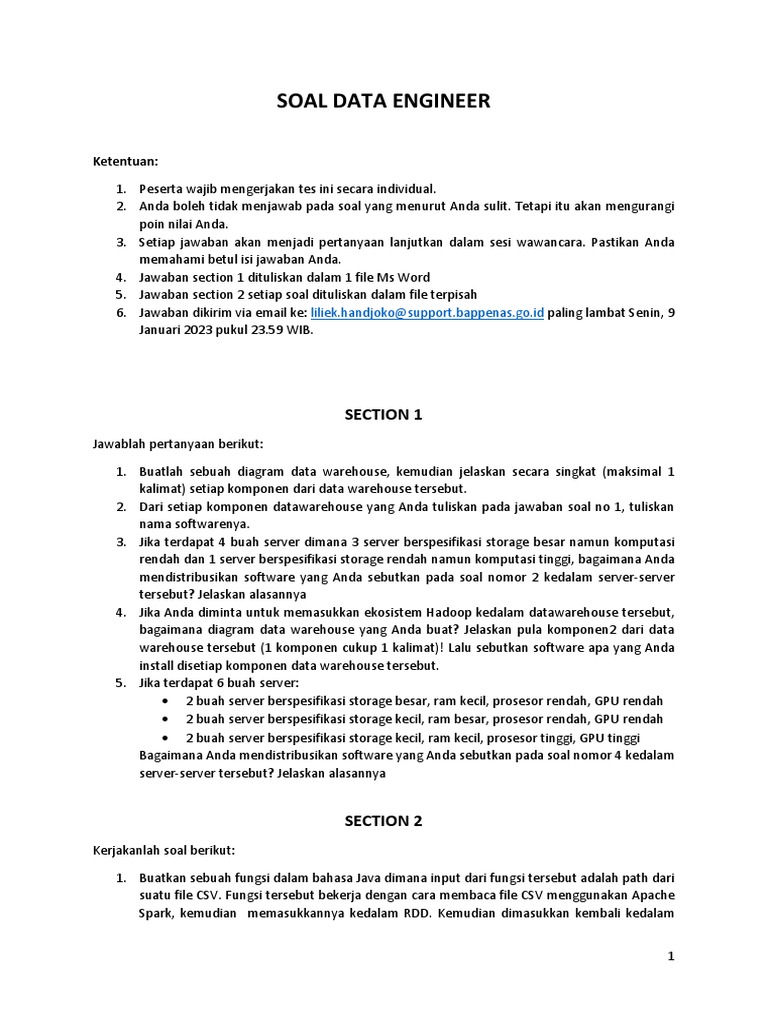 Soal Data Engineer | PDF | Komputer