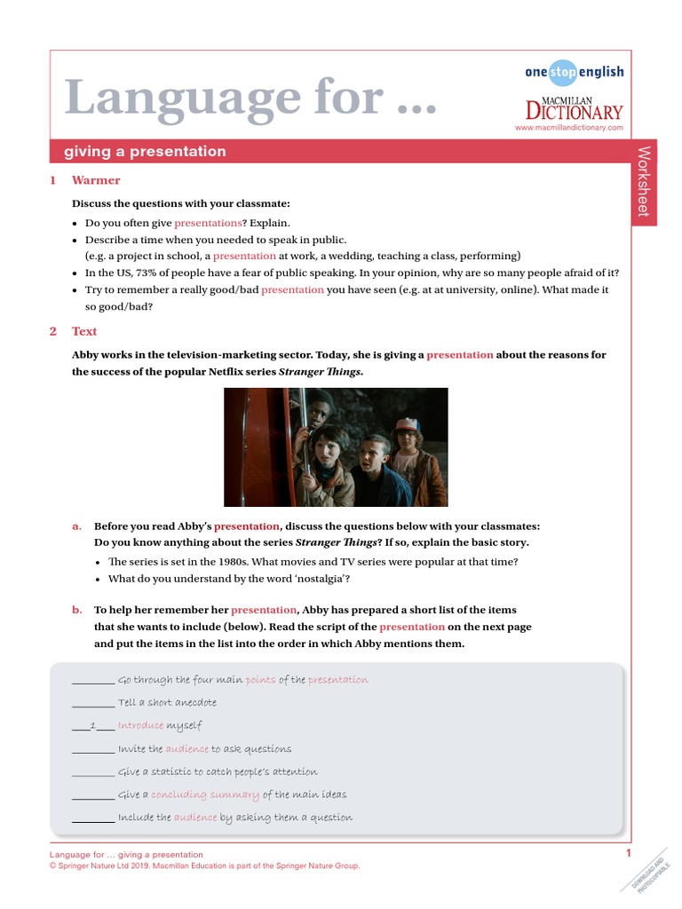 Language For ... Giving A Presentation Lesson Plan | Download Free PDF ...