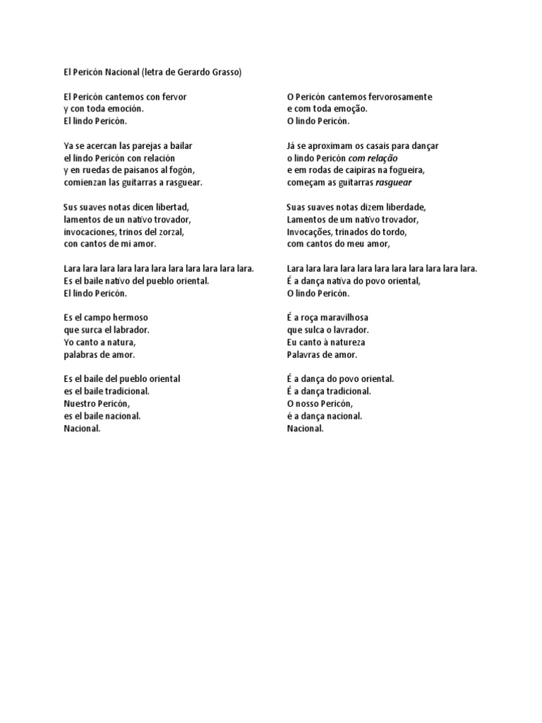 El Perico N Nacional Letra e Traduc A o | PDF