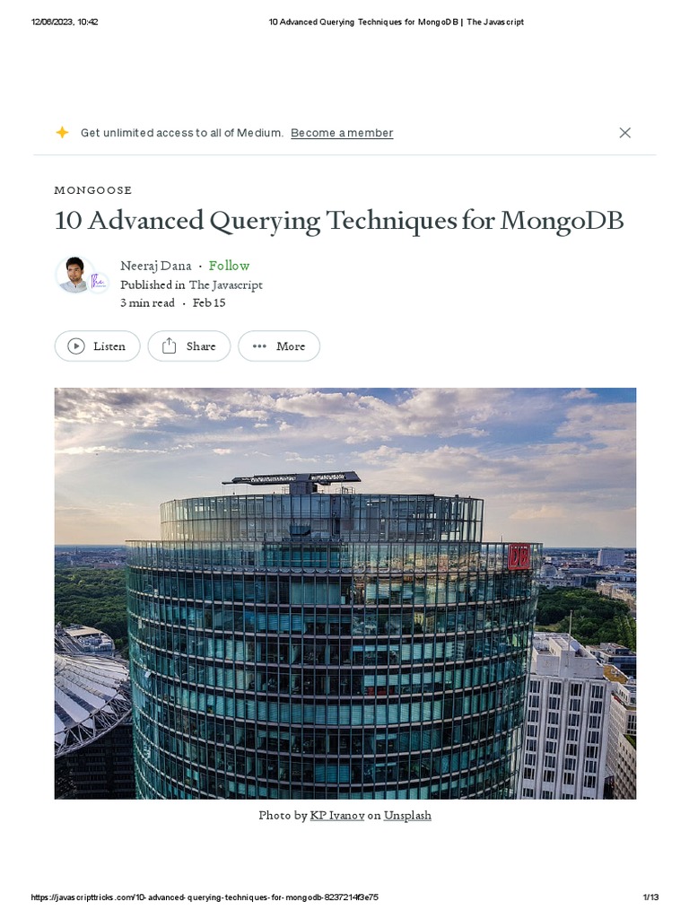 10 Advanced Querying Techniques For Mongodb The Javascript Pdf Java Script Computing