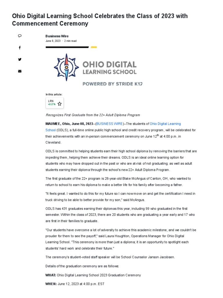 Ohio Digital Learning School Celebrates The Class of 2023 With ...