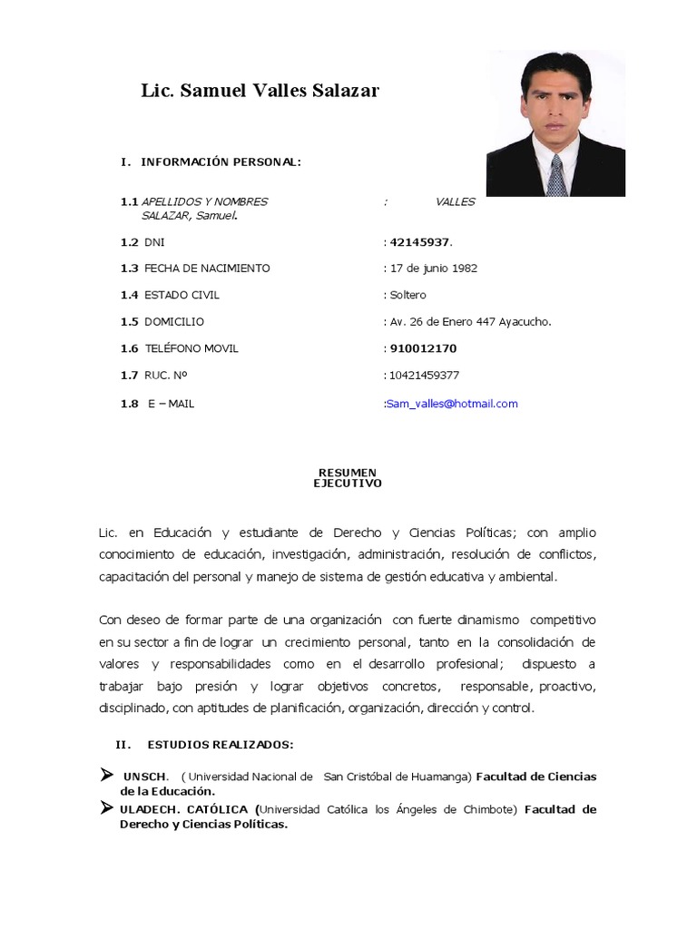 Sam CV | PDF | Universidad