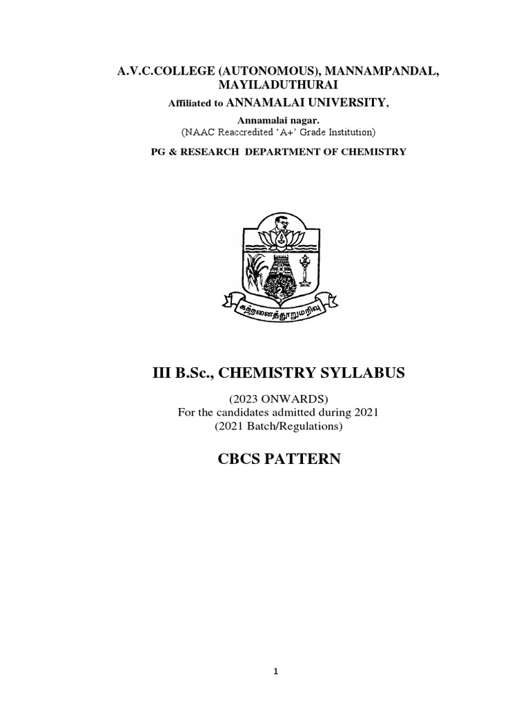 III BSC Chemistry Syllabus-2023 BoS | PDF | Isomer | Ph