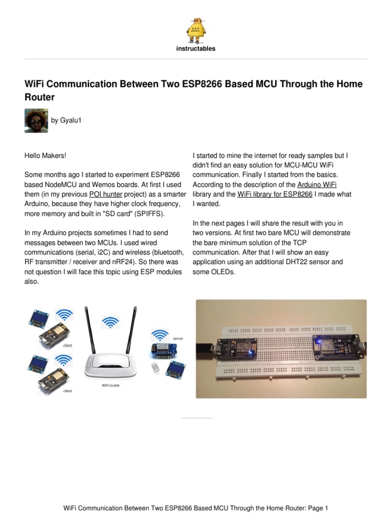 WiFi Communication Between Two ESP8266 Based MCU T | PDF | Ip Address ... WiFi Communication Between Two ESP8266 Based MCU T | PDF | Ip Address ...