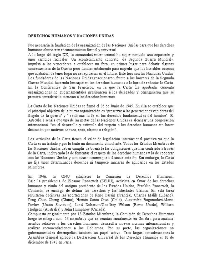 Derechos Humanos Y Naciones Unidas Pdf Naciones Unidas Relaciones
