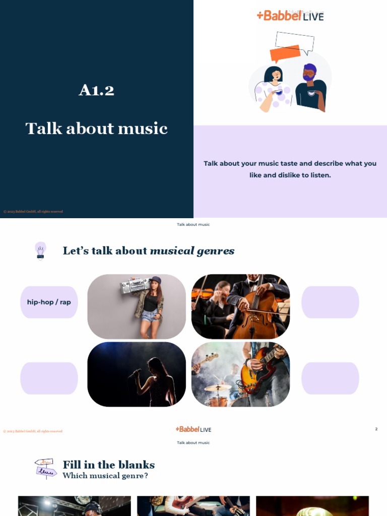 ENG - A1 - 2 - 01 Talk About Music | PDF | Syntax | Grammar