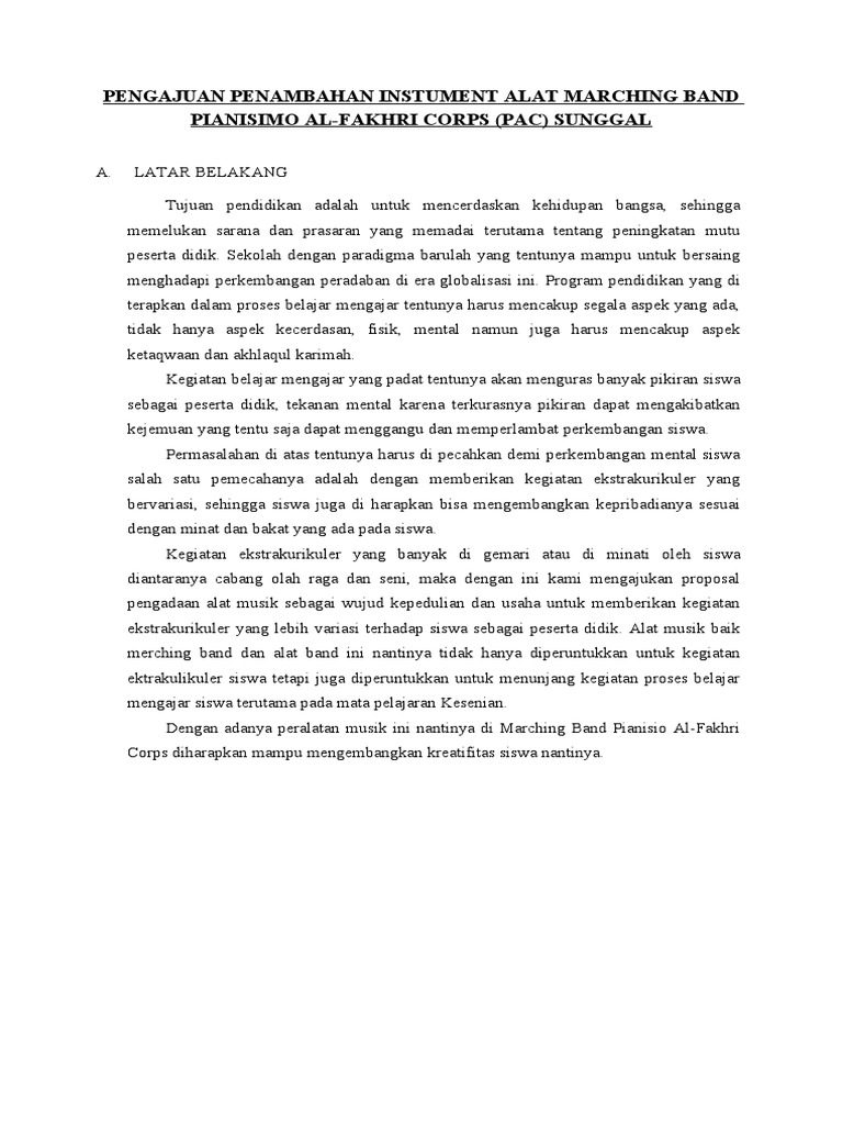 Contoh Proposal Marcing Band | PDF