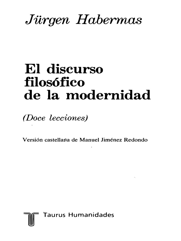 Discurso filosófico de la modernidad | PDF | Georg Wilhelm Friedrich ...