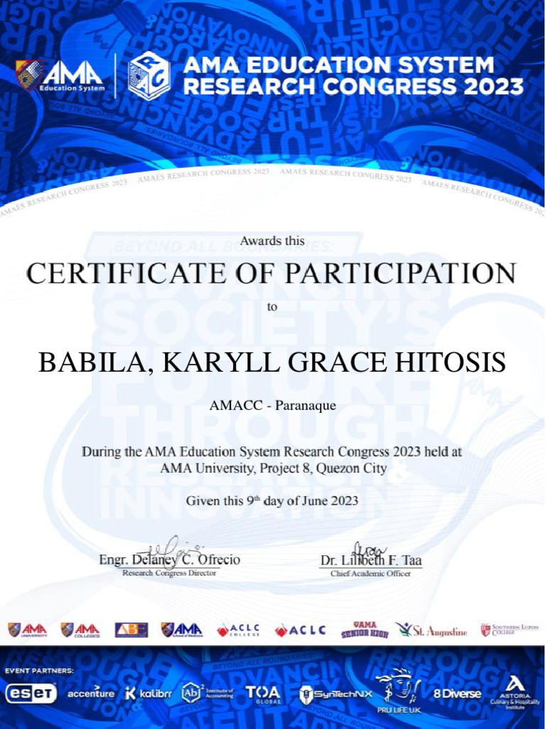 Babila, Karyll Grace Hitosis: AMACC - Paranaque | PDF