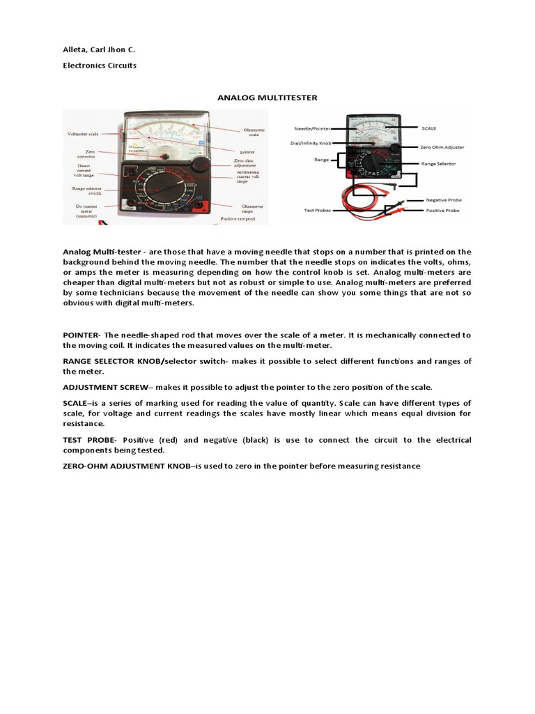Multimeter Parts and Functions | PDF | Electrical Network | Computer Engineering