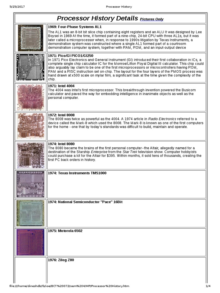 Processor History | Download Free PDF | Microprocessor | Central ...
