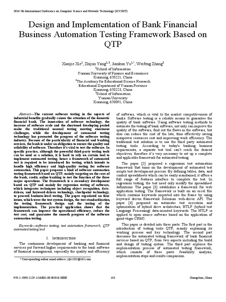 Design and Implementation of Bank Financial Business Automation Testing ...