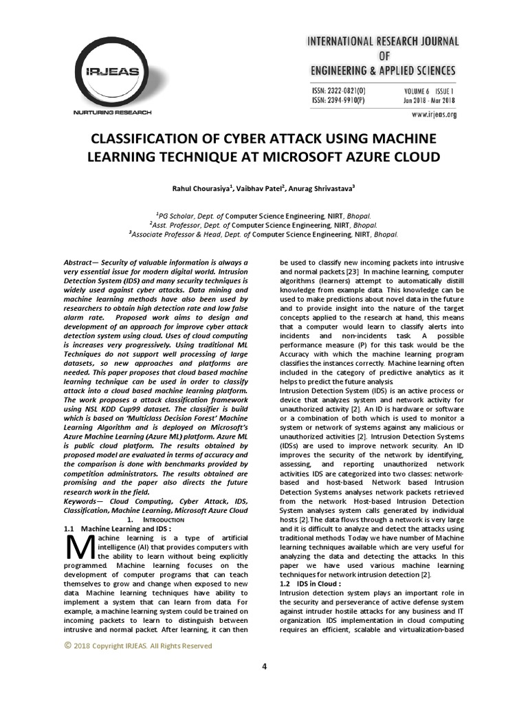 IRJEAS04V6I101180318000002 | PDF | Machine Learning | Cloud Computing