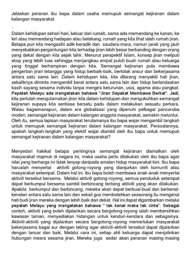 Peranan Ibu Bapa Dalam Kejiranan | PDF