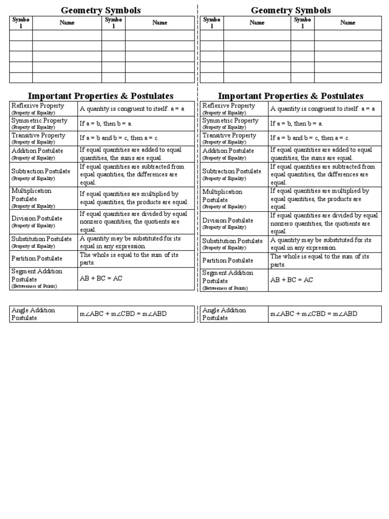 Geometry Postulates & Theorems | PDF | Axiom | Multiplication