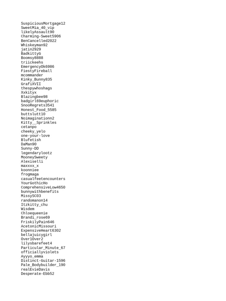 Usernames for Adult Content | PDF