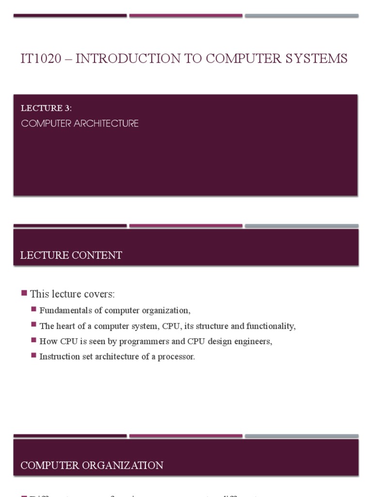 2023 S1 IT1020 Lecture 03 | PDF | Central Processing Unit | Computer Architecture