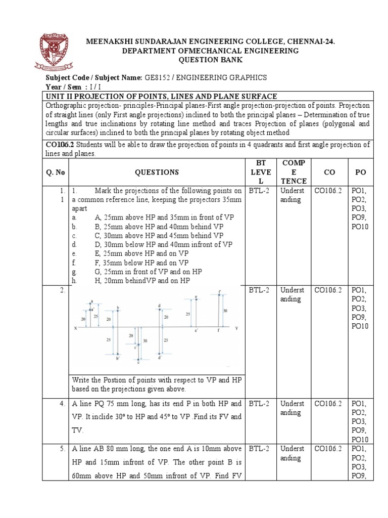 EG Question Bank Unit 2 | PDF | Geometric Shapes | Classical Geometry