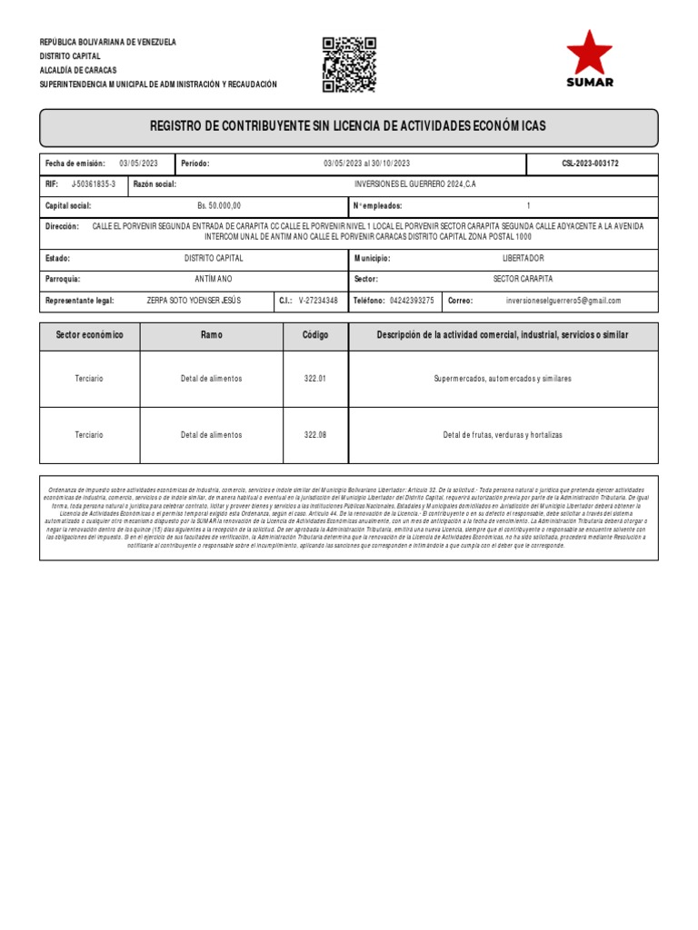 Licencia - CSL 2023 003172 | PDF | Gobierno | Economias