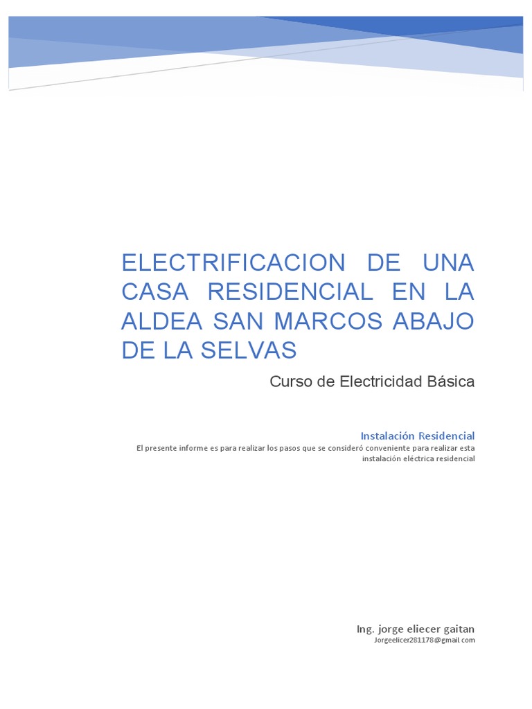 Informe Casa de Electrificacion Residencial | PDF